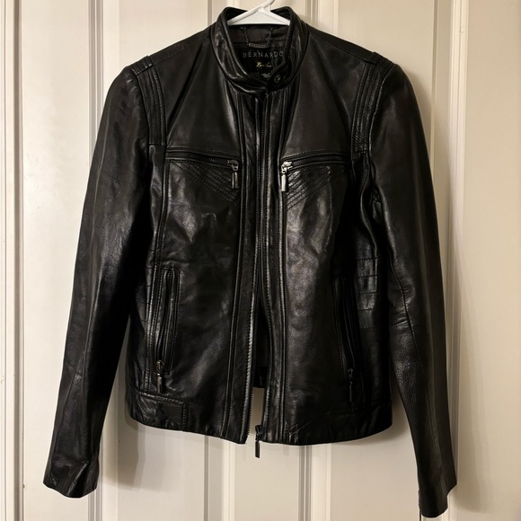 Bernardo | Jackets & Coats | Bernardo Genuine Leather Moto Jacket Black ...